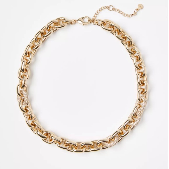 LOFT | Jewelry | Nwt Loft Pave Chunky Chain Link Necklace In Gold ...